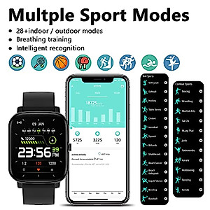 Pupuskyer Smart Watch, 1.7inchs Fitness Tracker with Heart Rate Monitor,Blood Oxygen Tracking, Sleep Tracking for Android iPhone Samsung,Water Resistant Smart Watches for Men Women with Watch Talking