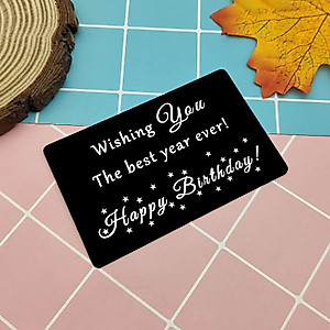 Happy Birthday Gift Card for Women Men Metal Engraved Wallet Card Insert Birthday Gifts Ideas for Friend Engraved Wallet Card Present for Mom Dad Grandpa Grandma Sister Aunt Son Brother Daughter