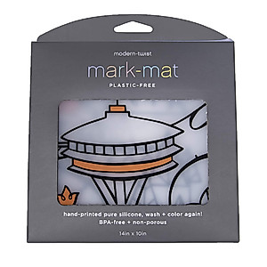 modern-twist 10 x 14 Reusable, Waterproof Coloring Mark-Mat Sheet for Kids, 100% Food-Grade Silicone, Pack of 1, Seattle