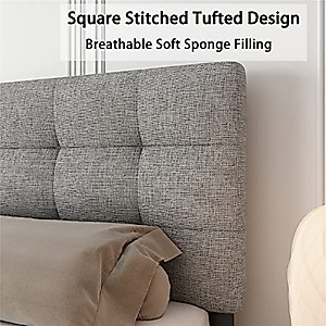 Lijimei Full Size Bed Frame with Headboard, Upholstered Bed Frame with Wood Slats Support and Platform Headboard, Mattress Foundation, No Box Spring Needed, Easy Assembly, Noise Free, Light Gray