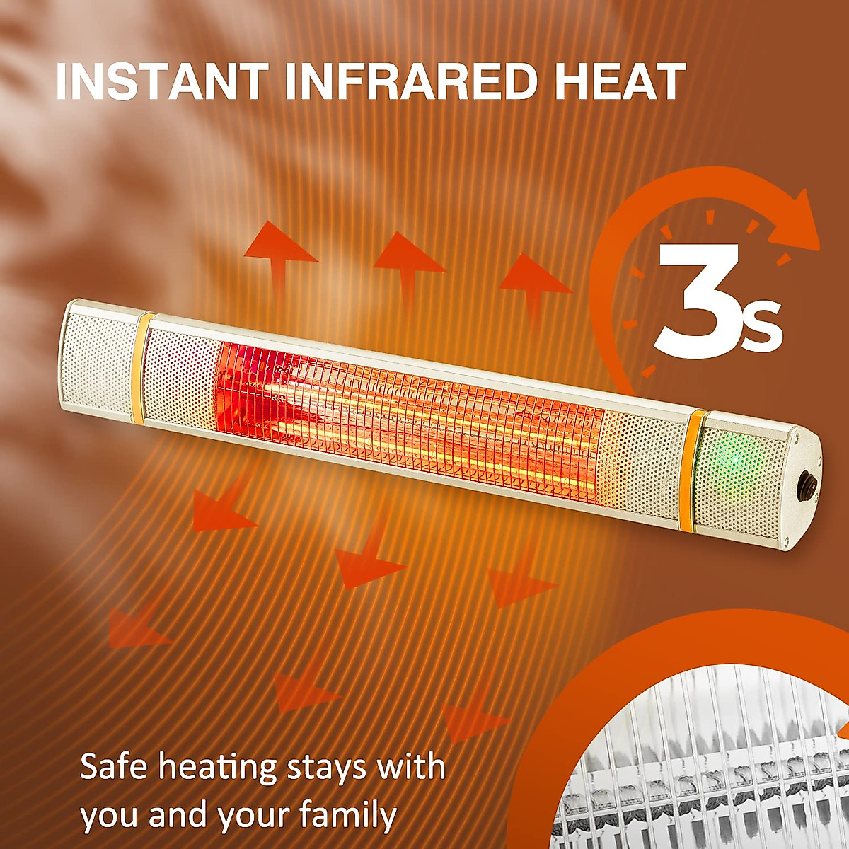 YOLENY 1500W Infrared Patio Heater Adjustable Tripod, Electric Patio Heater with Remote Control, Indoor & Outdoor Heater, Mount to Ceiling&Wall, for Porch, Balcony, Garage, Backyard