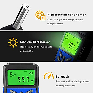 Precision Sound Level Meter, BTMETER Digital Decibel Tester for 30~130 dB Noise Volume Measurement with A/C Fast/Slow Weighting, Large Backlight Display BT-882A Decibel Reader