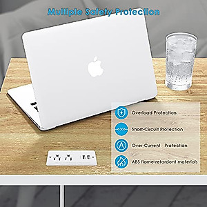 Recessed Power Strip with USB,Flat Plug Ultra Thin Extension Cord,Furniture Desktop Charging Station for Side Table,End Table,Flush-Mount Desk Outlet Power Grommet with 9.85ft Cord(White)