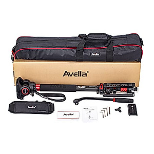 Avella CD324 Carbon Fiber Video Monopod Kit, with Fluid Head and Removable feet, 71 Inch Max Load 13.2 LB for Canon Nikon Sony Olympus Panasonic DSLR Camera