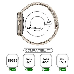 Tasikar Band Compatible with Apple Watch Band 41mm 40mm 38mm Premium Stainless Steel Metal Replacement Strap Compatible with Apple Watch Series 9 8 7 6 5 4 3 2 1 SE (Starlight)