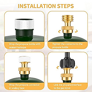 NiuBuNiu 1lb to 20lb Propane Tank Adapter, Acme Male & POL Female Thread- Fit for QCC1/POL Hose and Fegulator.(Contains Sealing Tape) (QCC/Type1)