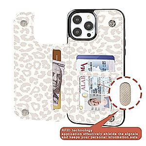 uCOLOR Flip Leather Wallet Case Card Holder for iPhone 12 Pro/12 Women and Girls with Card Holder Kickstand Marble Design Compatible with iPhone 12/iPhone 12 Pro 5G 6.1 inch (Leopard)