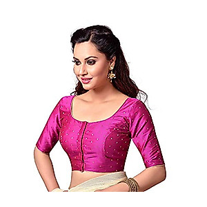 Readymade Saree Blouses Indian Choli for Women Readymade Blouse Saree Plain Padded Choli Top (as1, Numeric, Numeric_36, Regular, Regular, Pink 416)