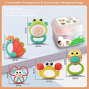 Yiosion Baby Rattles Toys Set, Infant Grab N Shake Rattle, Sensory Teether, Development Learning Music Toy, Newborn Babies First Birthday Gifts for 0 1 2 3 4 5 6 7 8 9 10 12 Month Boy Girl