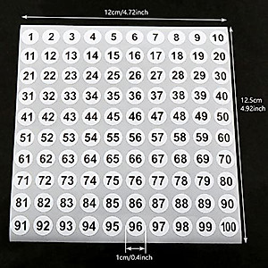 Number Stickers LUORNG 20 Sheets 0.4" 1 to 200 Digital Sticker Circular Self Adhesive Labels Black on White (10 Sheets 1 to 100 and 10 Sheets 101 to 200)
