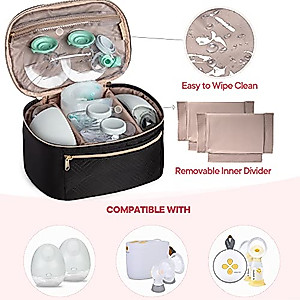 Fasrom Wearable Breast Pump Bag Compatible with Elvie, Willow Pumps and Medela Pump in Style, Portable Carrying Case with Waterproof Mat for Working Moms Travel, Black (Patent Design)