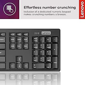 Lenovo – Wireless Compact Keyboard– 100 Cordless Keyboard for PC, Laptop with Windows – Cordless Connection – Silent Key Clicks, Black