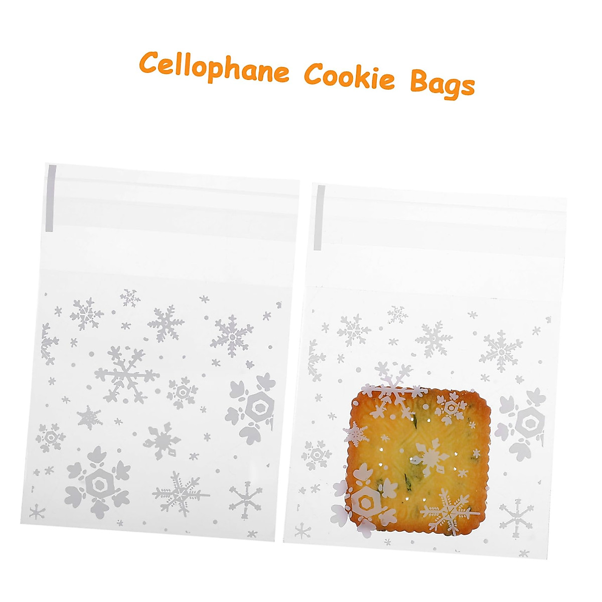ULTECHNOVO 100pcs Baking Bags Candy Bag Cookie Bags Biscuit Bag Candy Wrapper Candy Treat Bags Cello Bags for Cookies Party Bag Self-Adhesive Cookie Pouch Sealing Biscuits Bags