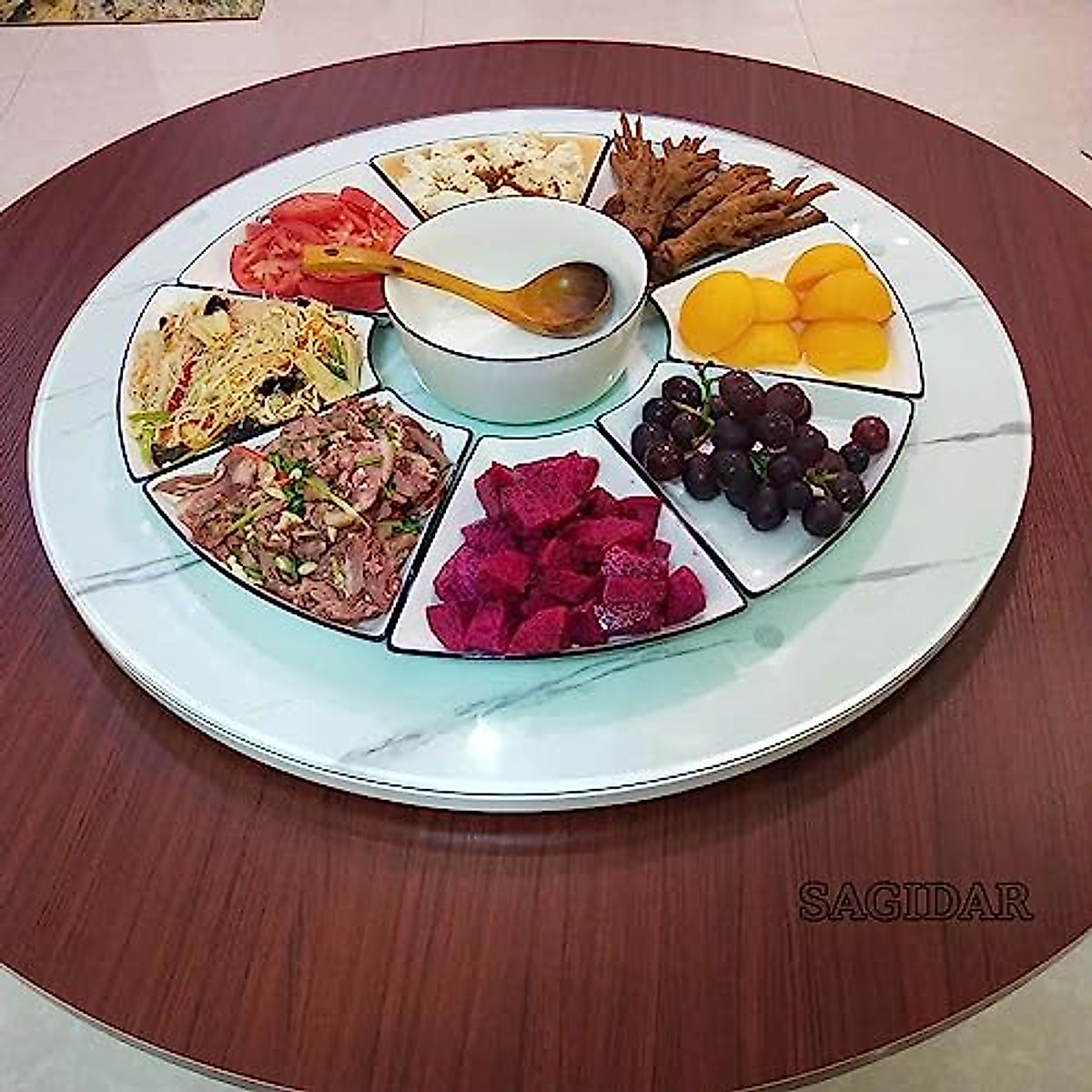 Wood Dining Table Turntable, Revolves 360° Rotating Board, Lazy Susan Turntable, With Silent Base, Tabletop Organizer, Smooth Rotation, Hotel Tabletop Service Plate