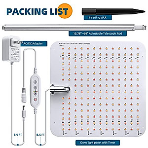 Barrina Plant Grow Light, 182 LEDs Full Spectrum Grow Lights for Indoor Plants, Height Adjustable Growing Lamp Fixture with Automatic Timer 3/6/12H, 7 Dimmable Levels, 3 Color Mode for Large Plants