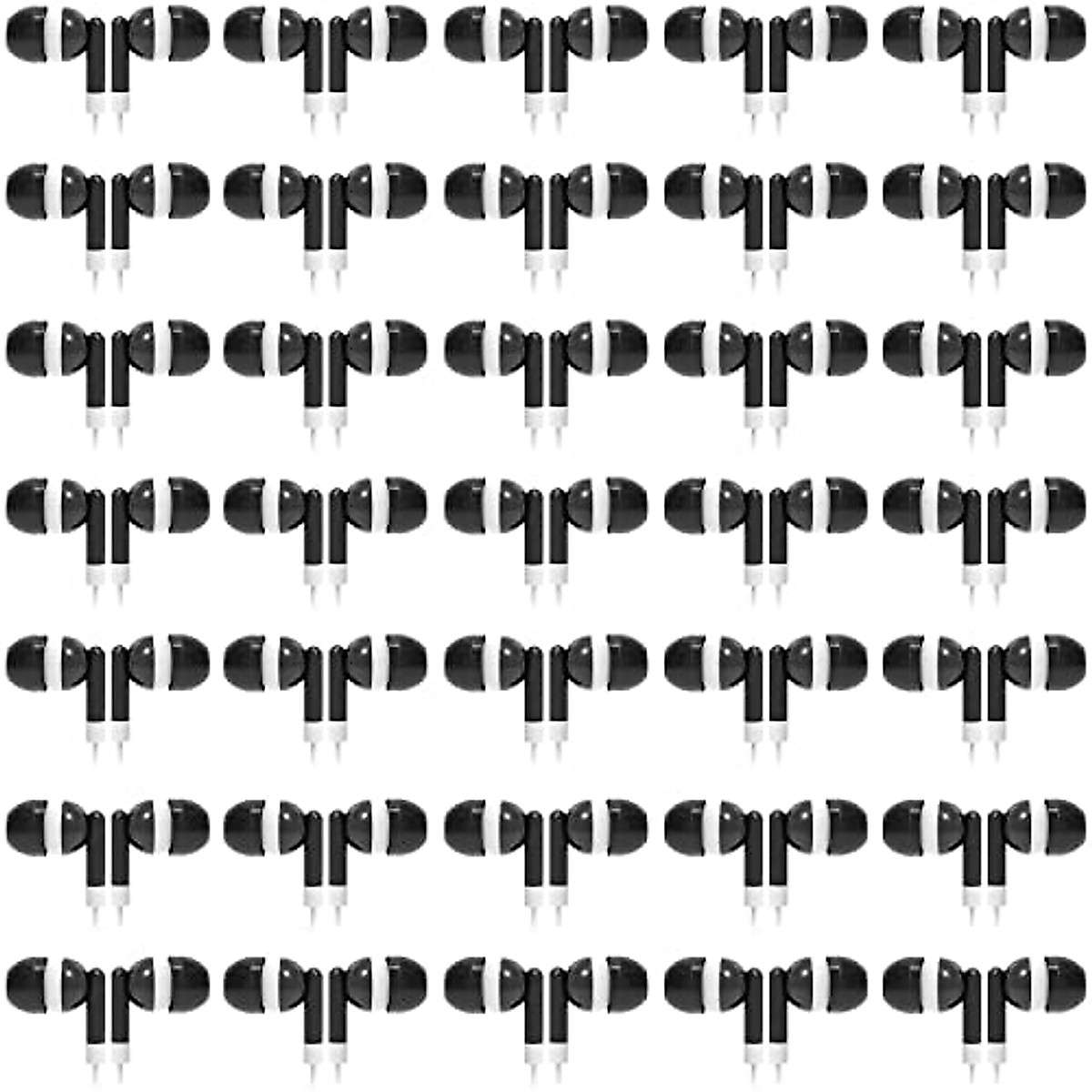 CN-Outlet Wholesale Bulk Individually Bagged Earbuds Headphones 100 Pack for iPhone, Android, MP3 Player - Black