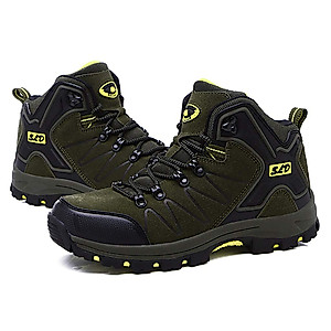 Fheaven Women Safety Boots Lace up Composite Toe Cap Kevlar Work Shoes Green