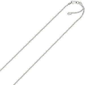 Savlano 925 Sterling Silver Solid 1.5MM Sparkle Crisscross Roc Adjustable Bolo 14-24 Inch Chain Necklace For Women - Made in Italy Comes With a Gift Box (White)