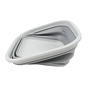 SAMMART 5.5L (1.4 Gallons) Set of 2 Collapsible Tub - Foldable Dish Tub - Portable Washing Basin - Space Saving Plastic Washtub (Grey + Dark Sea Green)