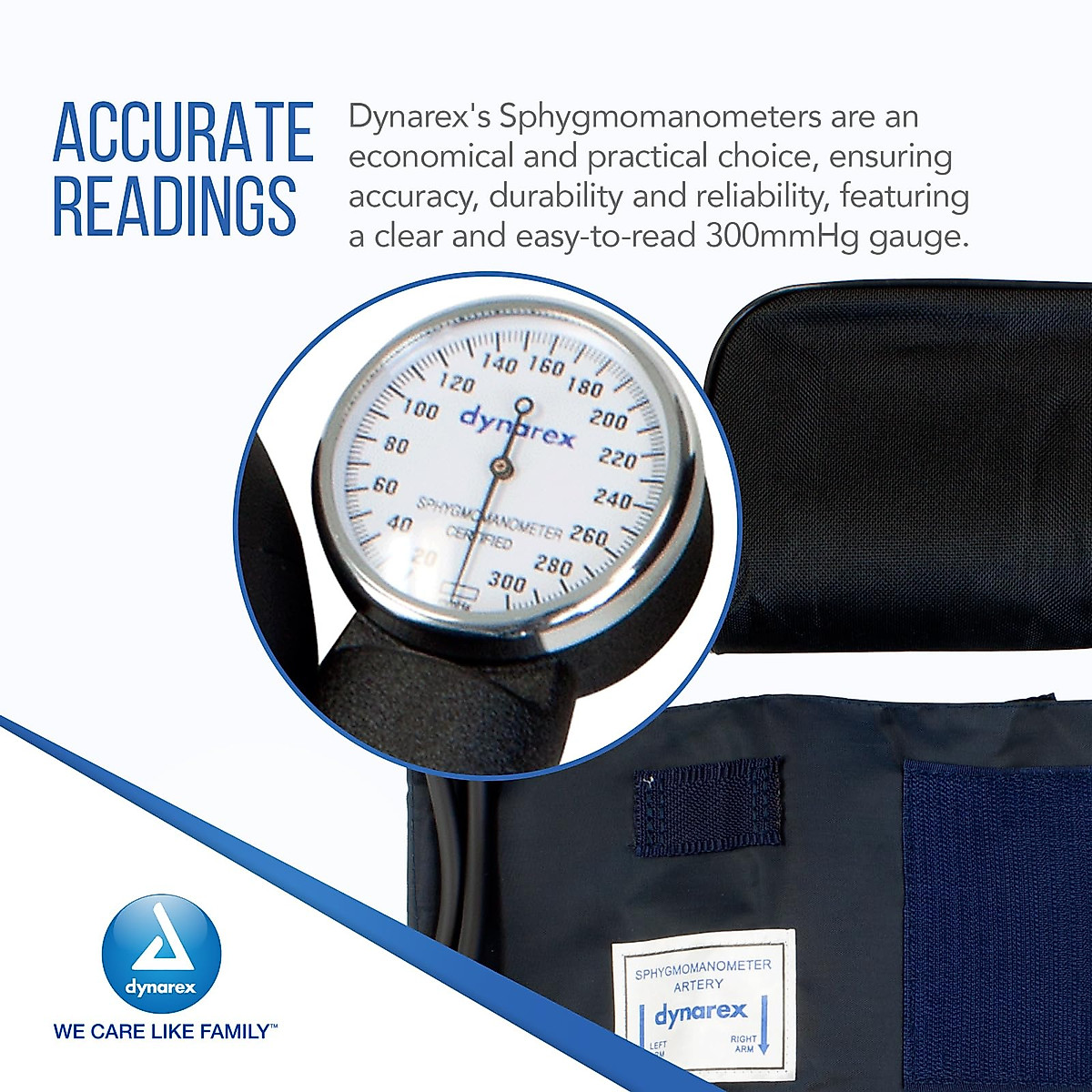 Dynarex 7107 Adult Sphygmomanometer, Medium Arm, Pack of 10