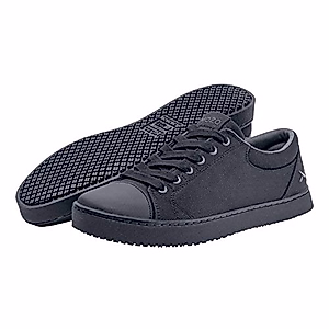 MOZO Grind Men’s Slip Resistant, Canvas Work Sneakers, Black, 11.5