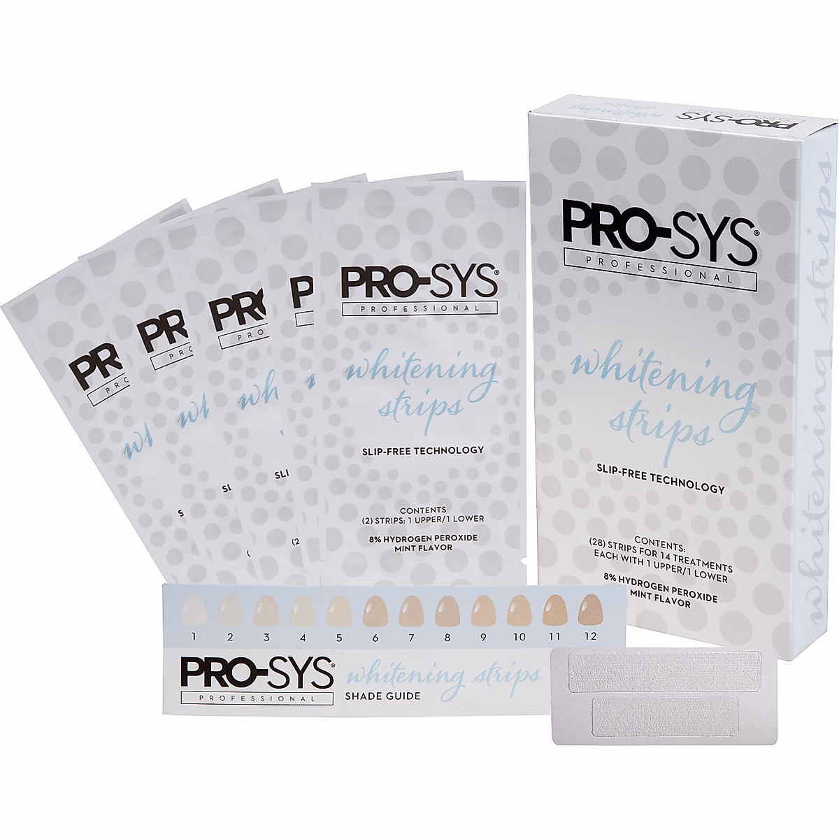 PRO-SYS Whitening Strips Kit, Sensitive Teeth Whitening Tray, Stain Remover, Teeth Whitener, 28 Strips