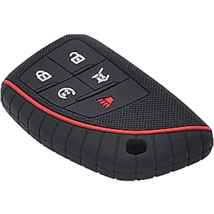 EXUNTECH 2pcs 5 Buttons Silicone Smart Key Fob Cover Remote Control Keychain Protective Cover Compatible with Chevrolet Corvette 2021 Suburban Tahoe 2020 Chevy Corvette Soft Rubber Cover, Black