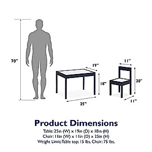 Baby Relax Hunter 3-Piece Kiddy Table & Chair Kids Set, Blue / White