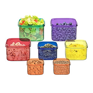 Portion Control Containers- 7 Piece Color Coded Food Storage Set for Meal Prep, Dieting BPA and DEHP Free, Microwave/Freezer Safe by Classic Cuisine