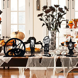 Nitemare Before Christmas Birthday Decorations, 4PCS Nightmore Before Halloween Wooden Table Centerpieces with Jack Skellington Oogie Boogie for Happy Halloween Birthday Party Decorations