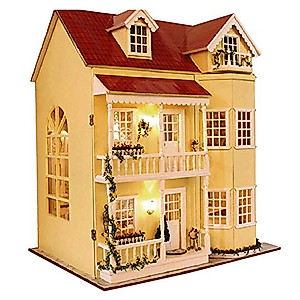 MAGQOO 3D Wooden Dollhouse Miniature DIY House Kit Tiny Mini House Kit DIY Dollhouse Miniature Kit Music Box and Glue Included(House of Fairy Tales)