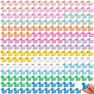 JIUZHU 220 Pcs Mini Resin Duck Birthday Party Miniature Figure Landscape Aquarium DIY Decoration Bonsai Interior Christmas Fairy Garden Hide and Seek Prank (11 colors
