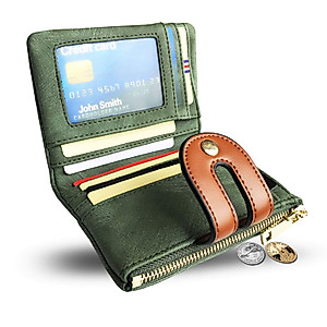 YOTOO TOPKULL Womens Wallets Bifold Leather Small Wallets for Women Mini Rfid Thin Billfolds Ladies Wallets Slim Compact with Zipper Coin Pocket (green)