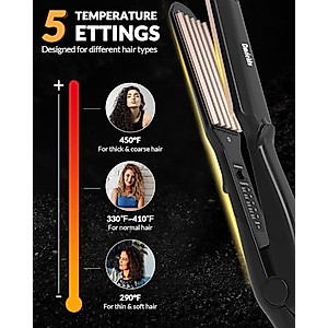Dmriektu Hair Crimper for Volumizing Fluffy Hairstyle, Crimper Hair Iron with Ceramic Plates, Crimping Iron Tool for Women Girls Hair Waver Dual Voltage, Auto Off