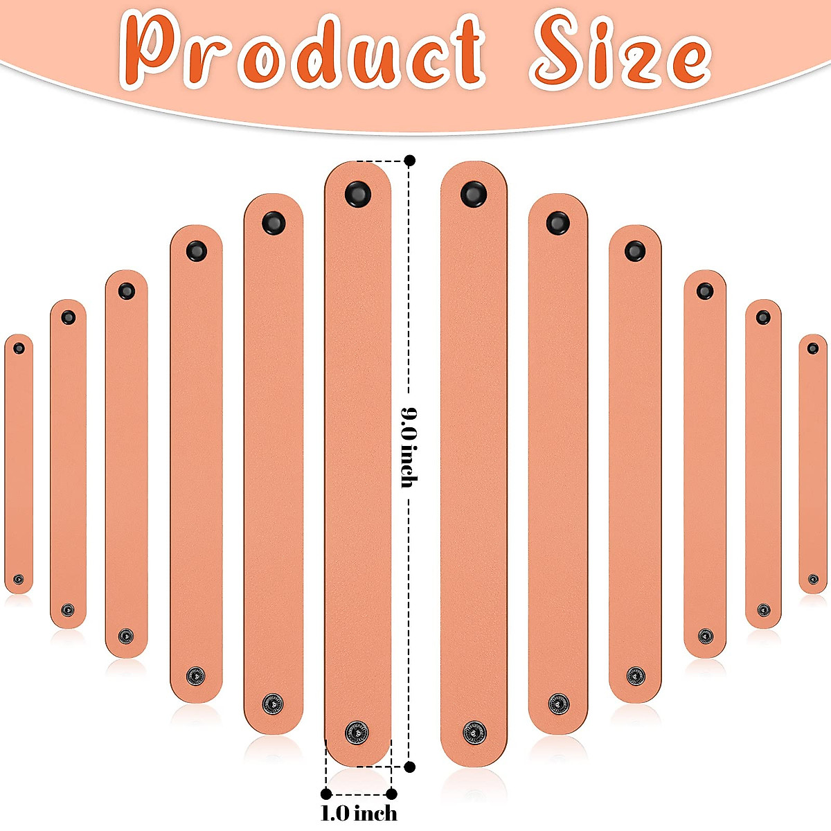 24 Pcs Plain PU Leather Bracelets Blank Snap Bracelets Wrist Cuffs DIY Craft Wristbands for Men Women Jewelry Making, 8.66 x 0.98 Inch, Leather Style