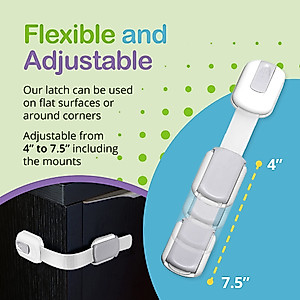 Adjustable & Reusable Child Safety Cabinet Locks & Latches, Baby Proofing Door Window, Cabinet, Toilet, & Refrigerator Lock, Child Safety Strap Locks with Adhesive Pads, Pack of 2, Silver - Wonderkid