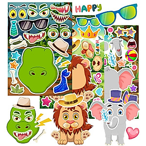 KARSLORA Stickers for Kids, 27 Sheets Make a Face Stickers for Kids, Make Your Own Stickers for Kids, Funny Animal Face Stickers, Party Favors for Kids