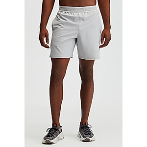 Fabletics Men's The Fundamental Short (Lined), Workout, Running, Training, Gym, Yoga, Ultra Lightweight, Athletic, 7" Inseam, XXL, Mineral Grey