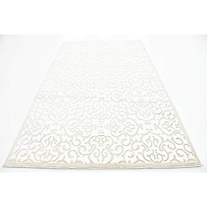 Unique Loom Rushmore Collection Area Rug - Johnson (5' 1" x 8' Rectangle, Snow White/ Beige)
