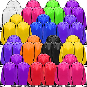 Shappy 100 Pcs Drawstring Backpack Bulk Sports Drawstring Bags Gym Cinch Bag Polyester Drawstring Bag for Men Women (10 Colors)