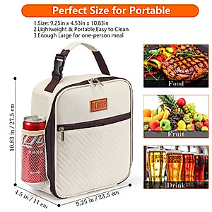 DIRGEE Lunch Bag for Women Insulated Lunch Bag For Men Adults Small Lunch Bag for Office Work - Leakproof Freezable Cooler Bag Reusable Portable Lunch Box (White)