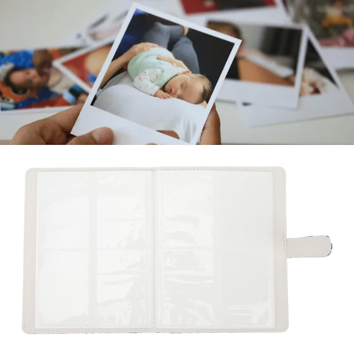 Mini Photo Album, Large Capacity PU Leather PVC Picture Album Full Protection Lock Buckle Design 128 Pockets 4x32 For Storage