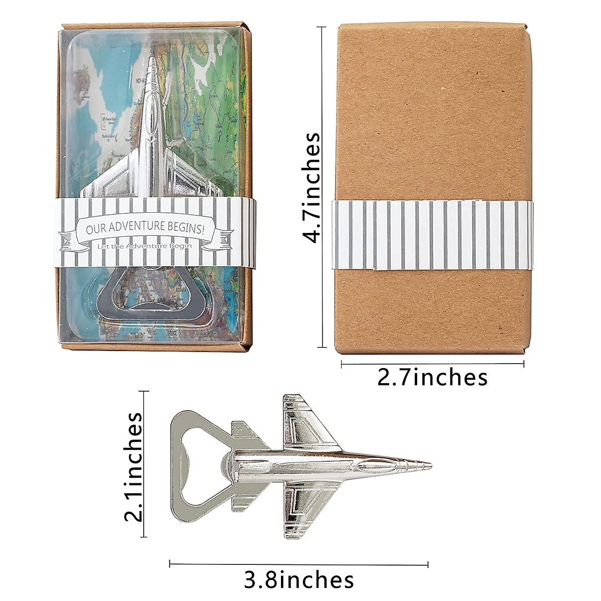 50 Packs Airplane Bottle Openers for Pilot/Veteran Adventure Travel Baby Shower Wedding Birthday Party Gifts Decorations Souvenirs for Guests with Individual Package (silver)