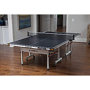 JOOLA Rally TL - Professional MDF Indoor Table Tennis Table w/ Quick Clamp Ping Pong Net & Post Set - 10 Minute Easy Assembly - Corner Ball Holders - Ping Pong Table w/ Playback Mode,
