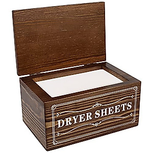 Minelife Dryer Sheet Holder with Lid Wood Dryer Sheet Holder Farmhouse Rustic Dryer Sheet Dispenser, Farmhouse Laundry Room Decor Dryer Sheet Container Storage Box for Laundry Room