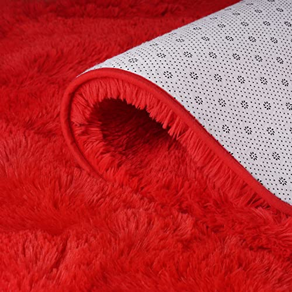 BENRON Plush Red Fluffy Rug Ultra Soft Furry Bedroom Rugs Kids Room Carpets Non-Slipping Living Room Rug 4 x 6 Feet, Cozy Bedside Runner Rugs