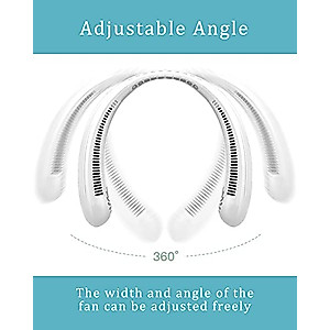 Aeergured Portable Neck Fan 2 Pack, Hands Free Personal Bladeless Fan with 3 Speeds, Adjustable USB Neckband Fans Battery Operated Wearable Fan, 360° Cooling Rechargeable Hanging Neck Fan