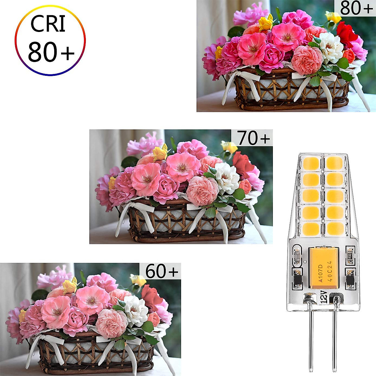 Lxcom Lighting 2.5W G4 led Light Bulbs AC/DC 12V G4 Mini LED Bulb(4 Pack)- 25W Halogen Light Bulbs Replacement Warm White 3000K JC T3 Lamp for Chandelier Display Puck Light Landscape Lighting