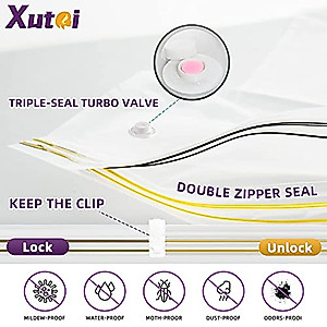 XUTAI Vacuum Storage Bags, Space Saver Bags 12 Pack (4 Large/ 4 Medium/4 Small) for comforters and blankets，Clothes，Clothing，Travel，Luggage，Bedding,Vacuum Seal Bags for Clothes，Hand Pump