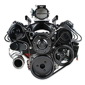 NEW HOLLEY BLACK PREMIUM MID-MOUNT LS7 COMPLETE ACCESSORY SYSTEM W/ SD7 A/C COMPRESSOR,ALTERNATOR,P/S PUMP,TENSIONER,SFI CERTIFIED DAMPER W/BILLET CRANK PULLEY,COMPATIBLE WITH GM LS ENGINES